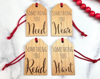 Maple Wood Gift Tags Something You Wear Need Want Read Set of 4 - Etsy