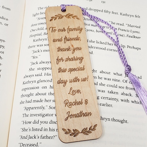 Wedding Favor Bookmarks Custom Engraved Wood Rustic - Etsy