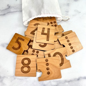 Matching Number and Ten Frame Tiles - Laser Engraved 2" Wood Squares ...