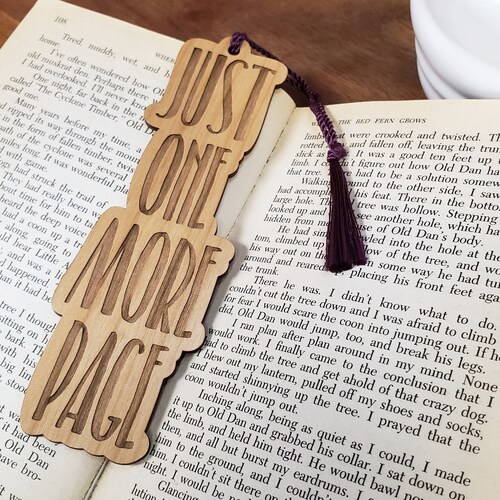 Wood Bookmark Just One More Page Laser Engraved Alder Wood | Etsy