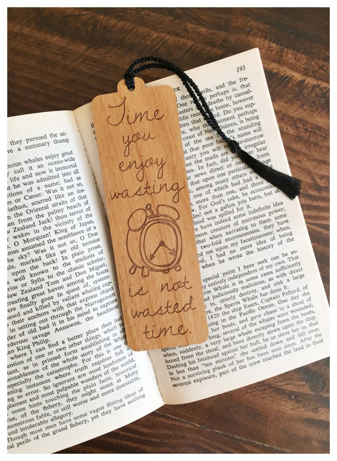 Bookmark With Quote Laser Engraved Alder Wood Time You | Etsy