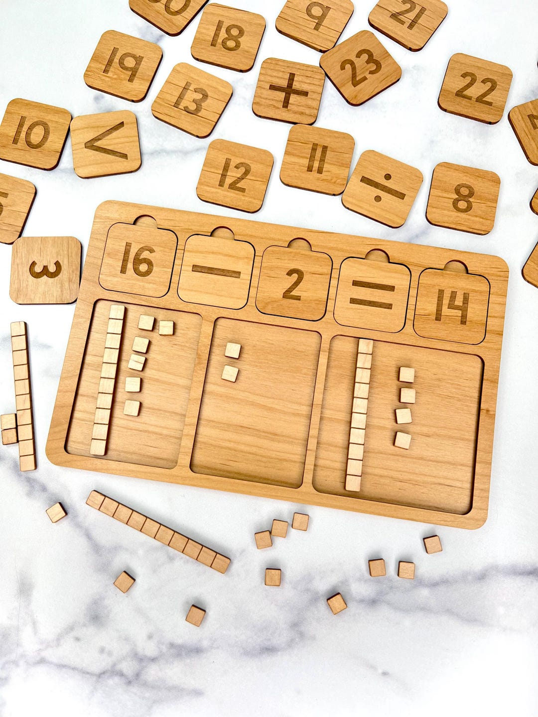 Wood Math Equation Board - 0-30 Number Tiles - Base Ten Blocks - Etsy