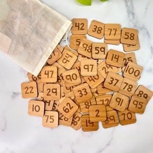 Number Tiles - Laser Engraved 1.5" Wood Squares - Learn to Count ...