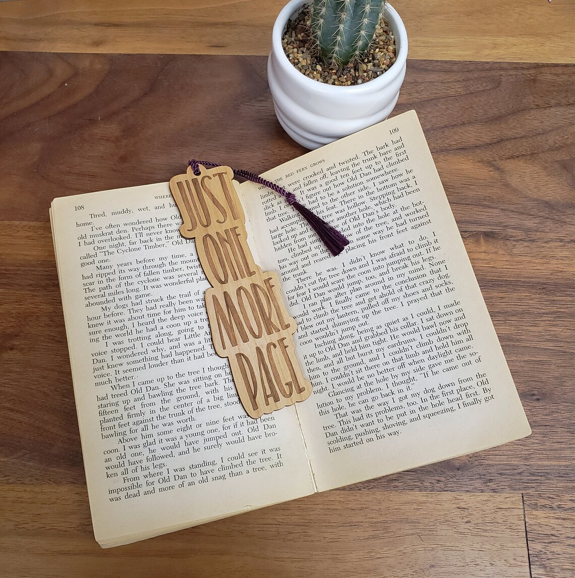 Wood Bookmark Just One More Page Laser Engraved Alder Wood - Etsy
