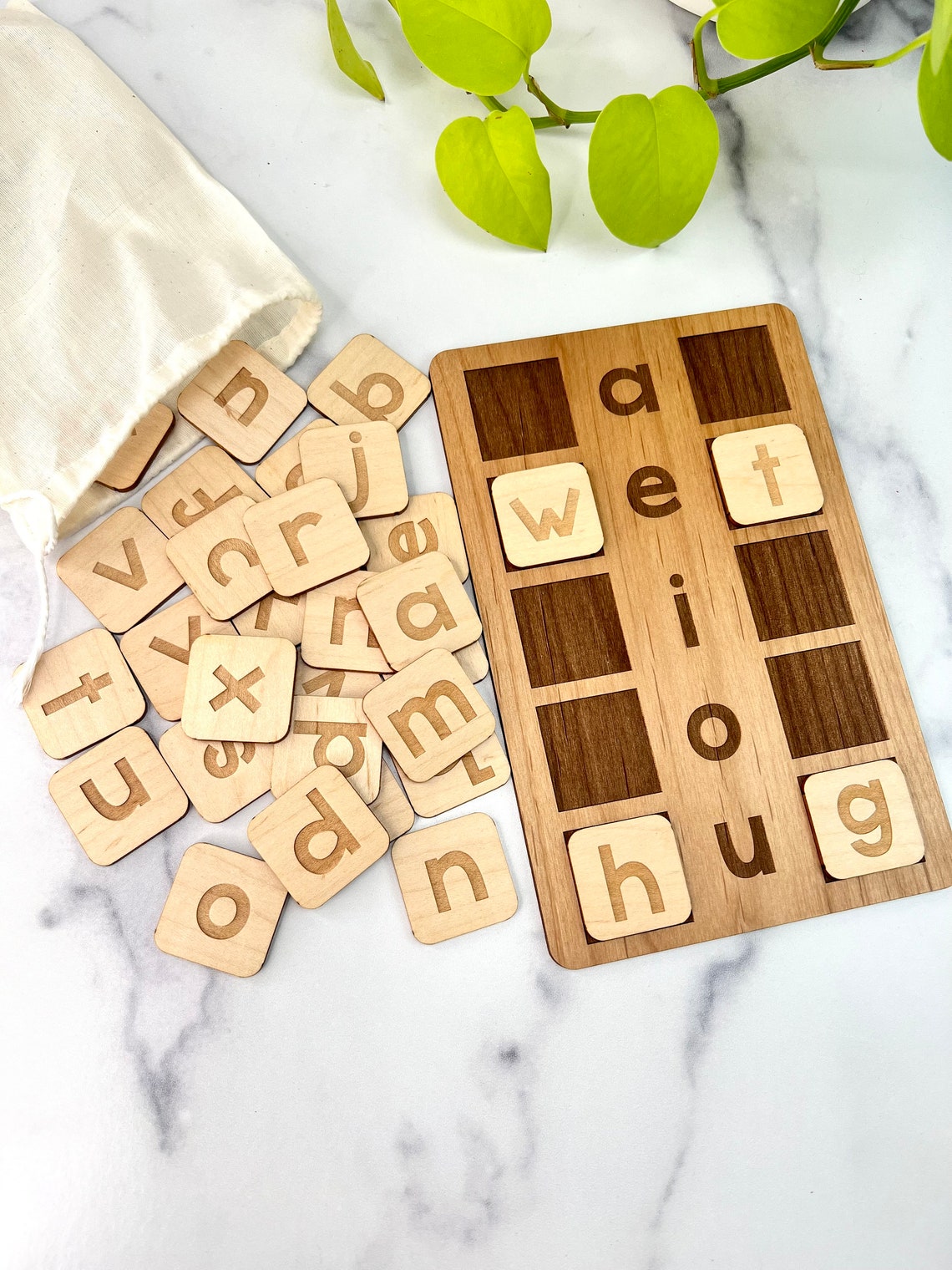Wood CVC Board With Tiles - Consonant, Vowel, Consonant - Learning to ...