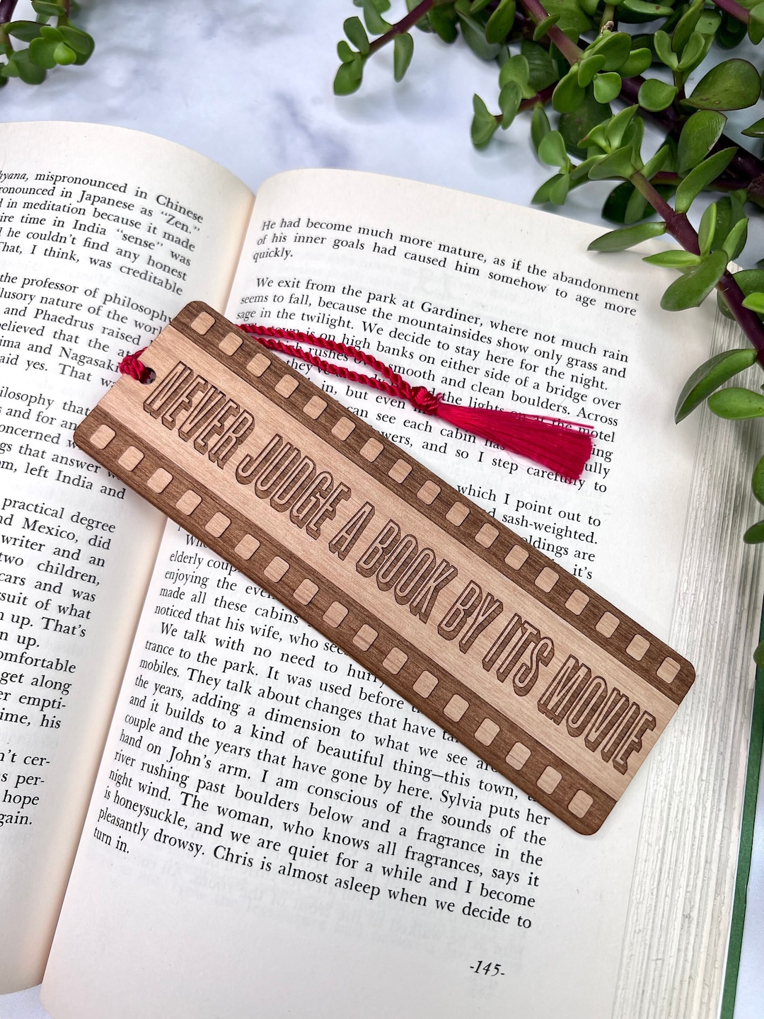 Wood Bookmark - Never Judge a Book by Its Movie - Laser Engraved Alder ...