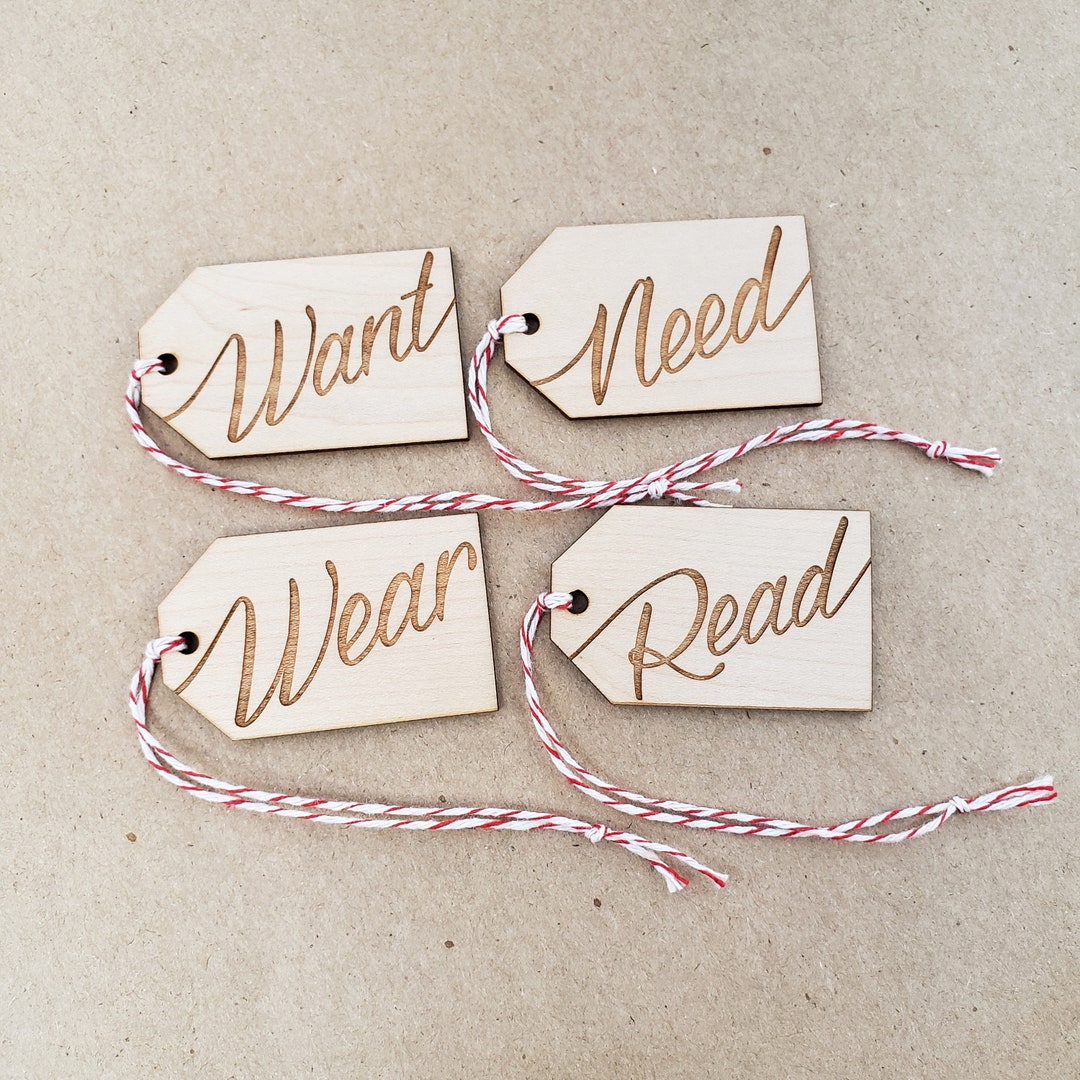 Maple Wood Gift Tags - Wear Need Want Read - Set of 4 - Etsy