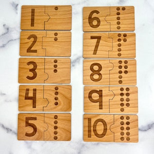 Matching Number and Ten Frame Tiles - Laser Engraved 2" Wood Squares ...