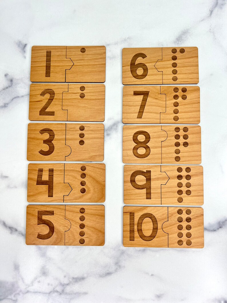 Matching Number and Ten Frame Tiles - Laser Engraved 2" Wood Squares ...