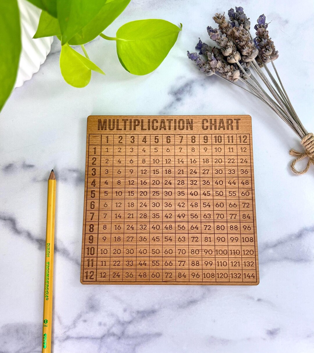 Laser Engraved Wood Multiplication Chart: Homeschool Math Tool (6" X 6 ...