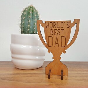 World's Best Dad Desktop Trophy - Laser Engraved Wood - Father's Day ...