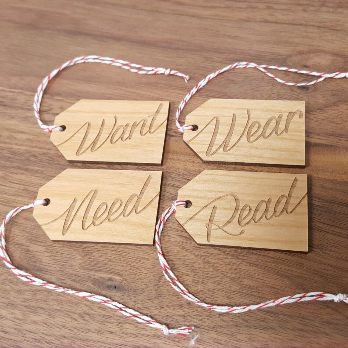 Simple Alder Wood Gift Tags Wear Need Want Read Set of 4 - Etsy