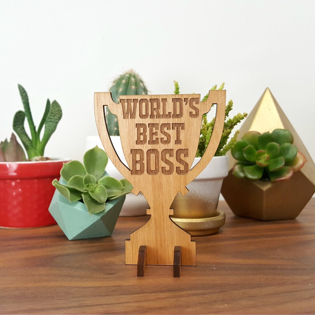 World's Best Boss Desktop Trophy - Laser Engraved Wood - Etsy