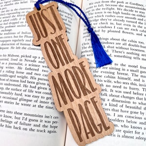 Wood Bookmark - Just One More Page - Laser Engraved Alder Wood Book ...