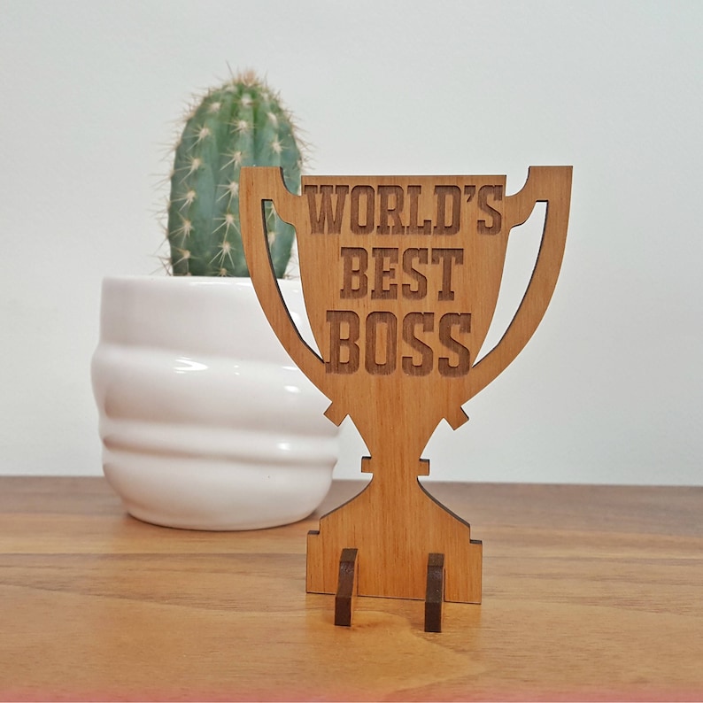 World's Best Boss Desktop Trophy - Laser Engraved Wood - Etsy