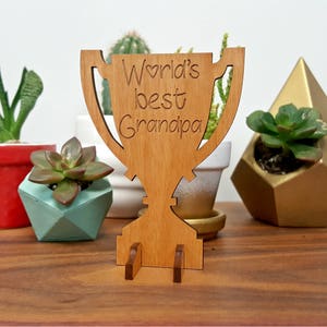 World's Best Grandpa Desktop Trophy - Laser Engraved Wood - Gift for ...