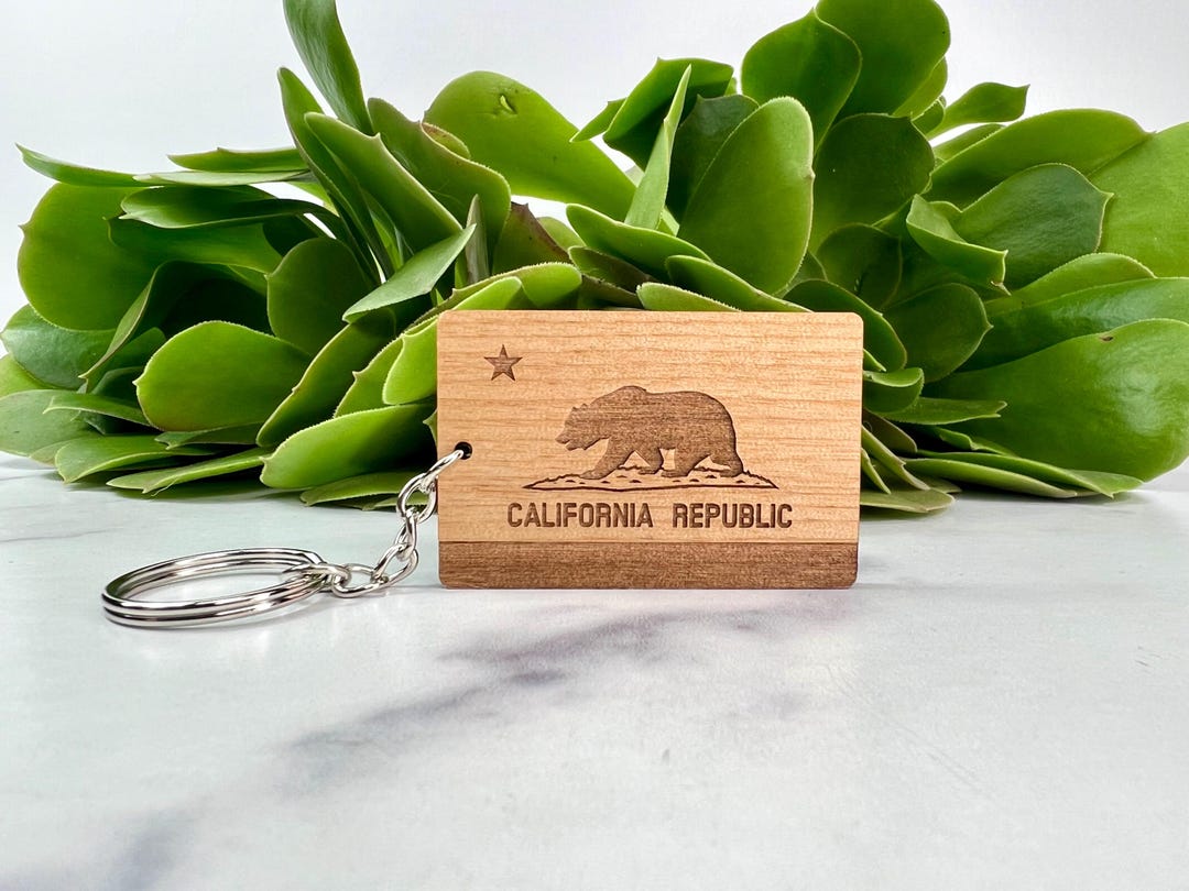 California Flag Keychain - Laser Engraved Wood - Etsy