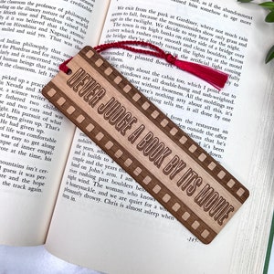 Wood Bookmark - Never Judge a Book by Its Movie - Laser Engraved Alder ...