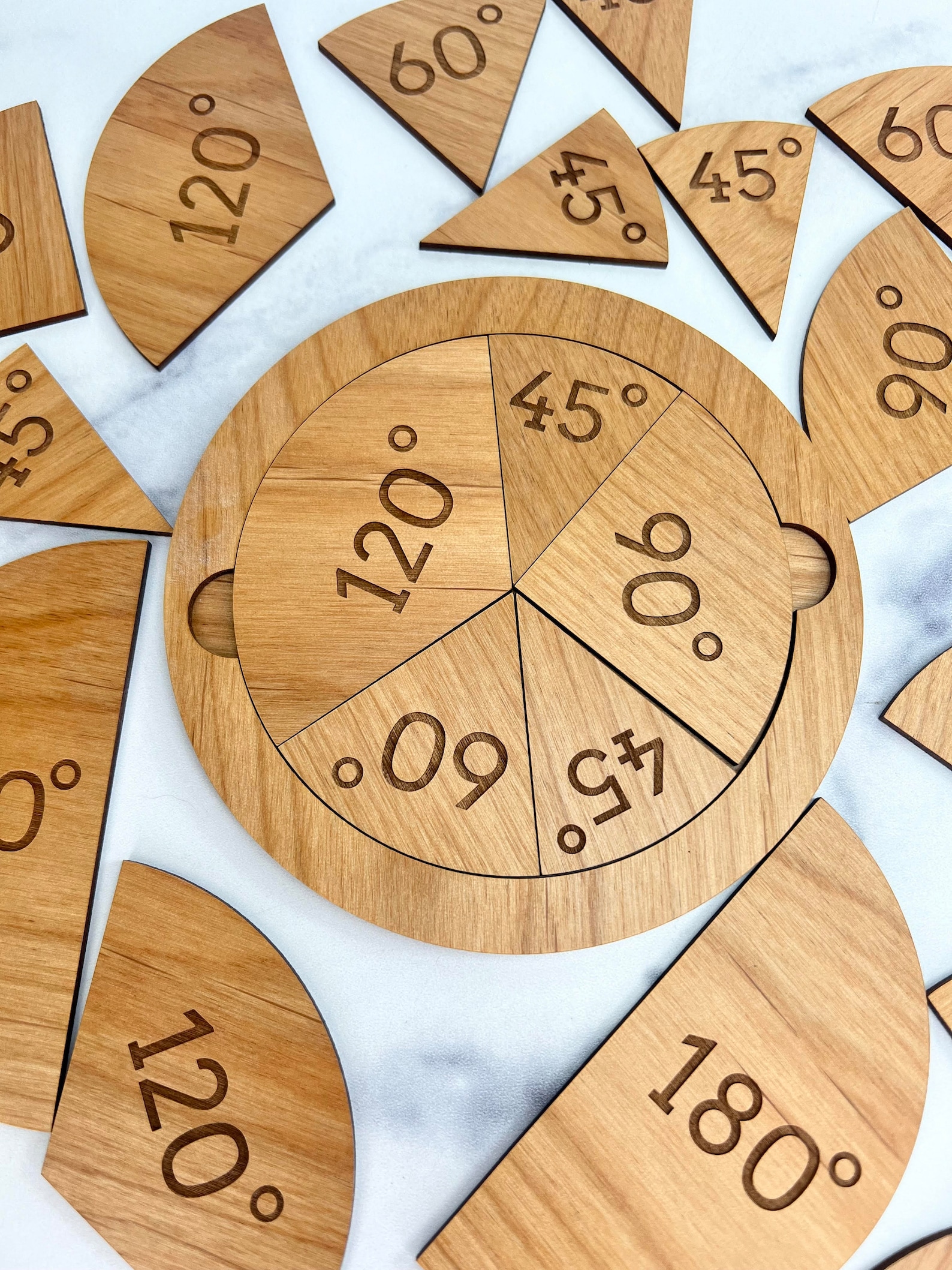 Circle Degrees and Angles - Laser Engraved 5" Wood Circle - Learn to ...