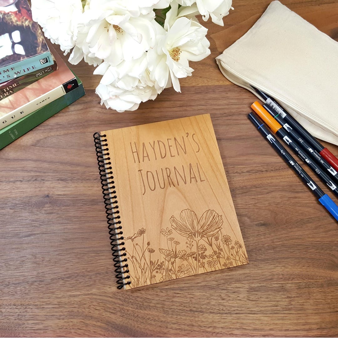 Custom Notebook Laser Engraved Wood Lined or Blank Pages - Etsy