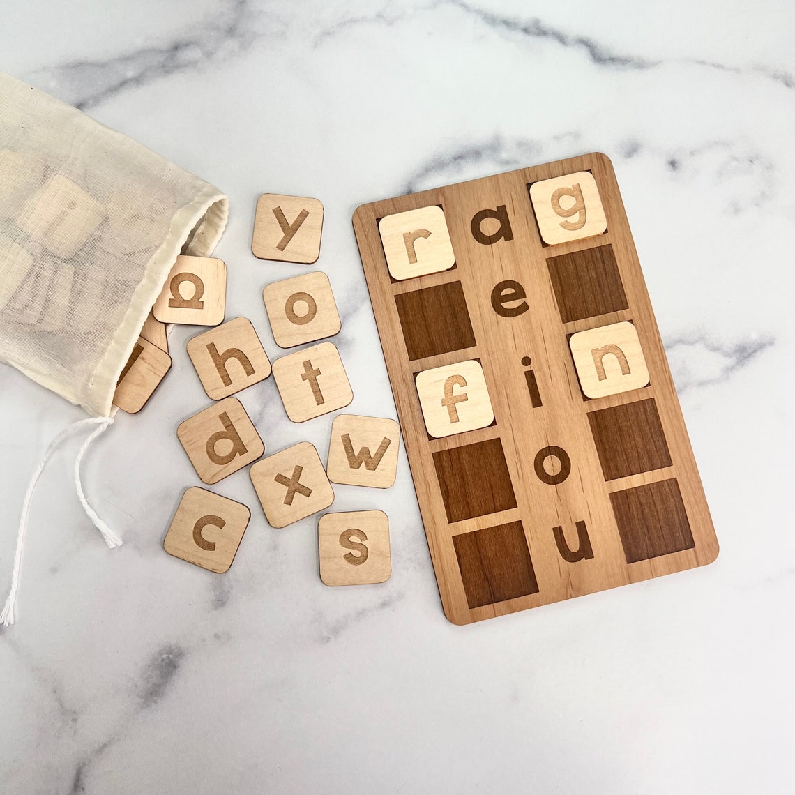 Wood CVC Board With Tiles - Consonant, Vowel, Consonant - Learning to ...