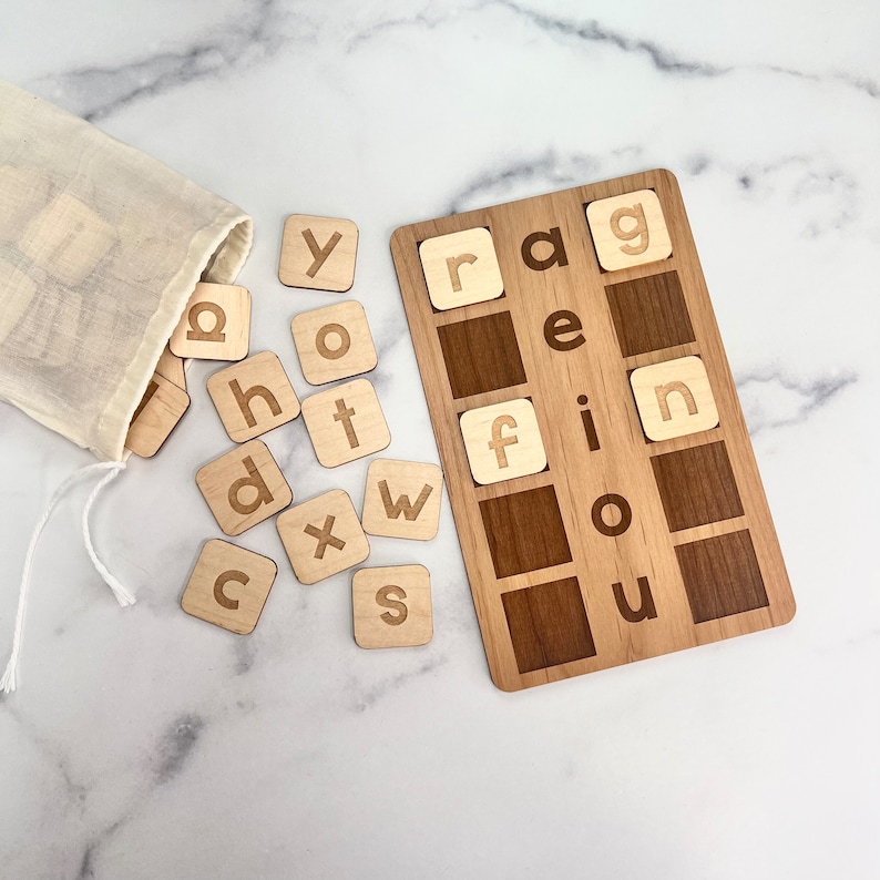 Wood CVC Board With Tiles - Consonant, Vowel, Consonant - Learning to ...