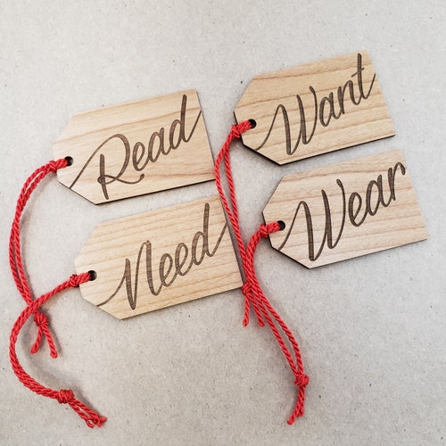 Maple Wood Gift Tags Something You Wear Need Want Read Set - Etsy
