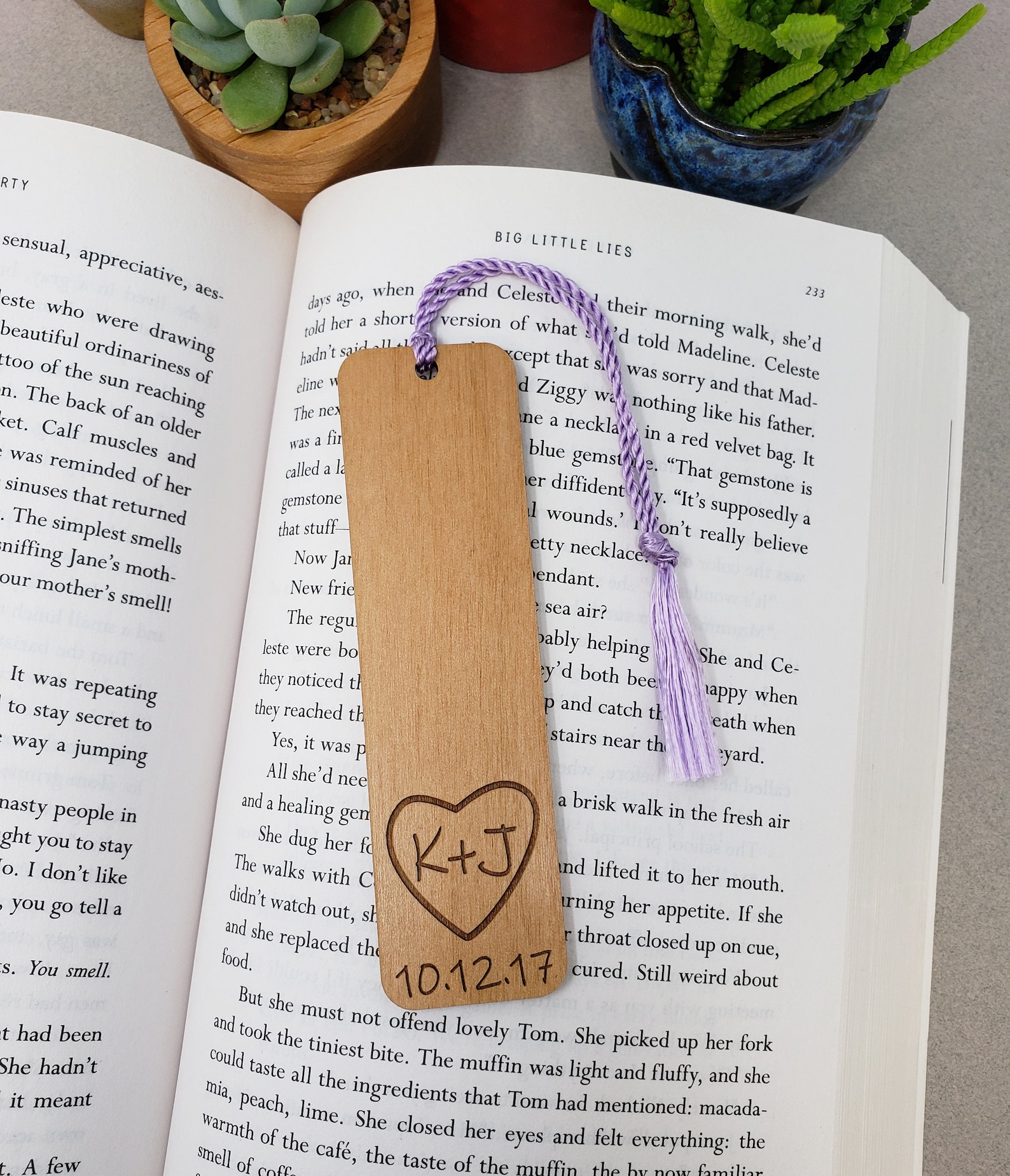 Wedding Favor Bookmarks - Alder Heart Initials and Date - Custom ...