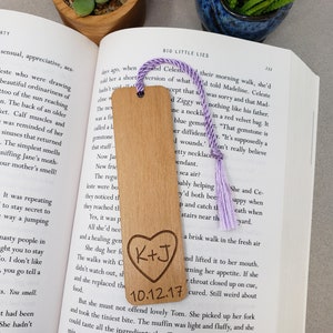 Wedding Favor Bookmarks - Alder Heart Initials and Date - Custom ...