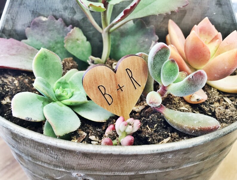 Wedding Favors Custom Planter Stakes with Initials Rustic | Etsy