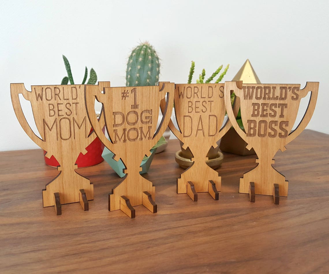 World's Best Boss Desktop Trophy Laser Engraved Wood | Etsy