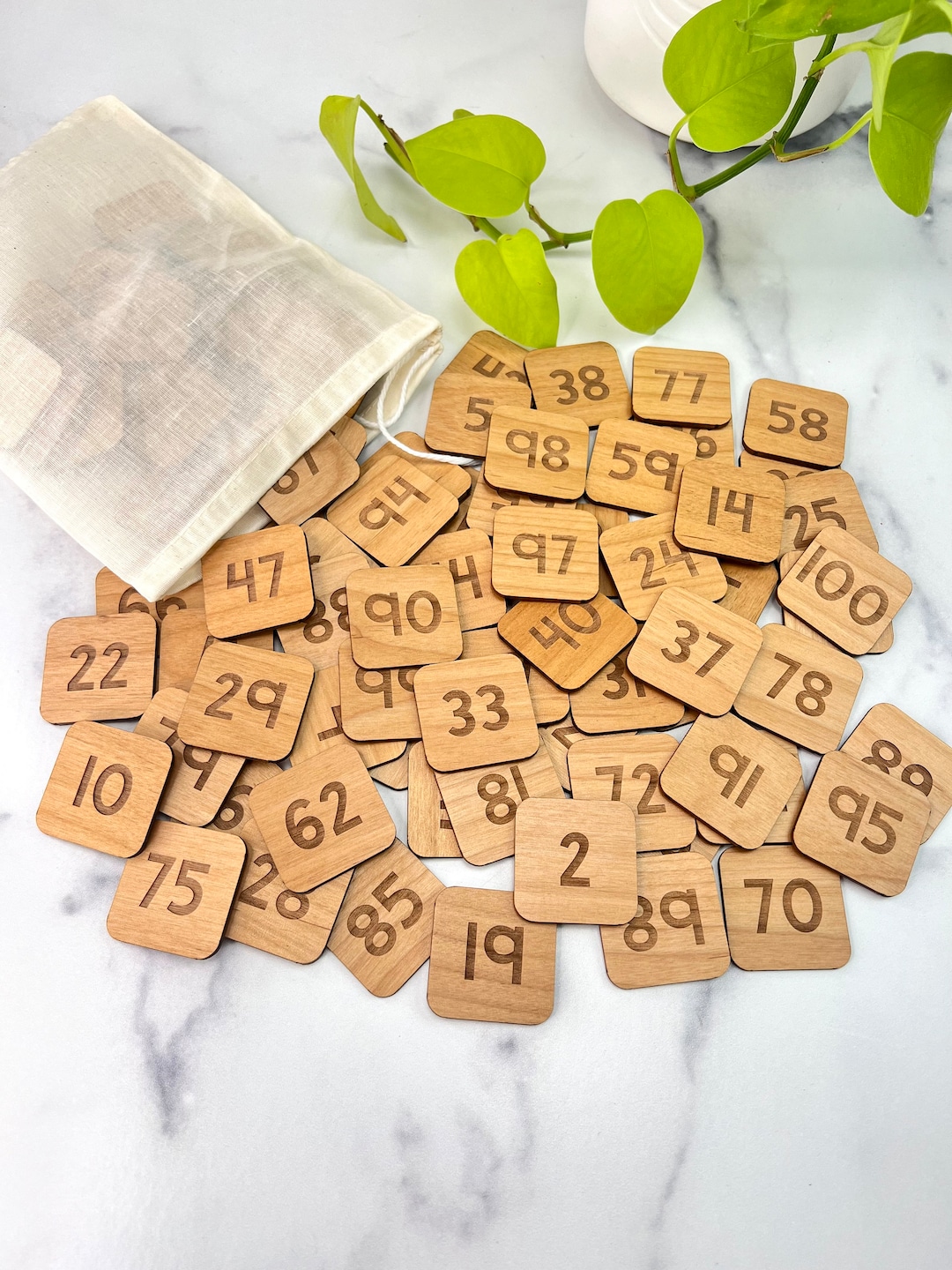 Number Tiles - Laser Engraved 1.5" Wood Squares - Learn to Count ...