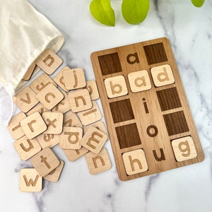 Wood CVC Board With Tiles - Consonant, Vowel, Consonant - Learning to ...