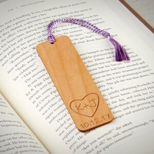 Wedding Favor Bookmarks - Alder Heart Initials and Date - Custom ...