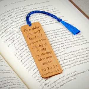 Wedding Favor Bookmarks - Custom Engraved Wood - Rustic Wedding ...