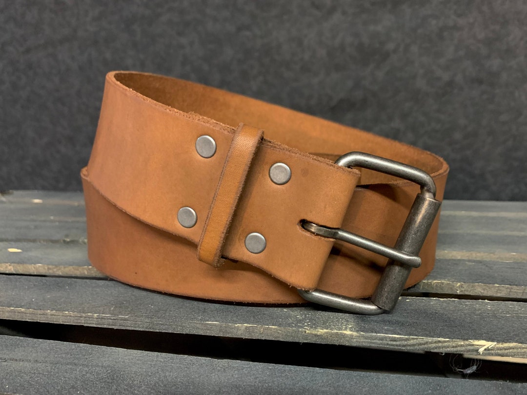 2” Wide Leather Belt With Metal Buckle - Etsy