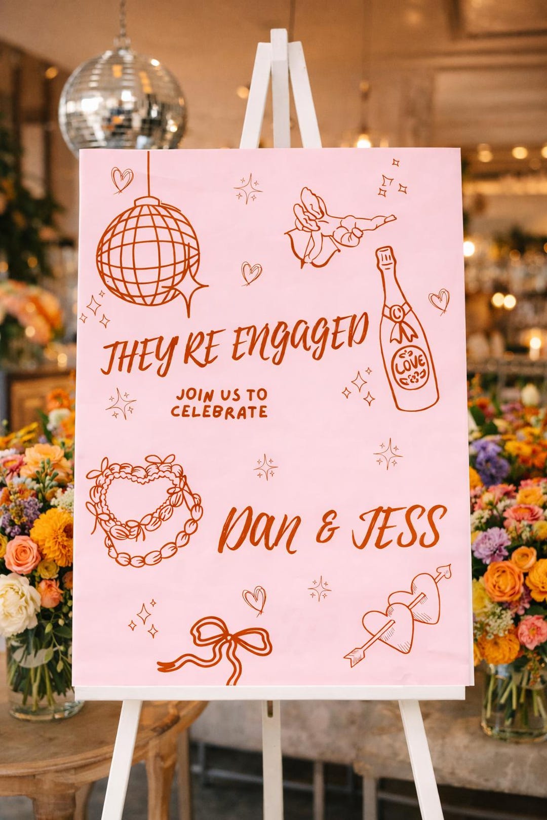 Personalised Engagement Party Sign Printable | They’re Engaged Poster ...