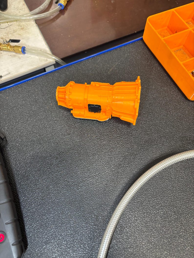 3D Printed Mini Transmission Model | Orange Gearbox Replica Desk Decor ...