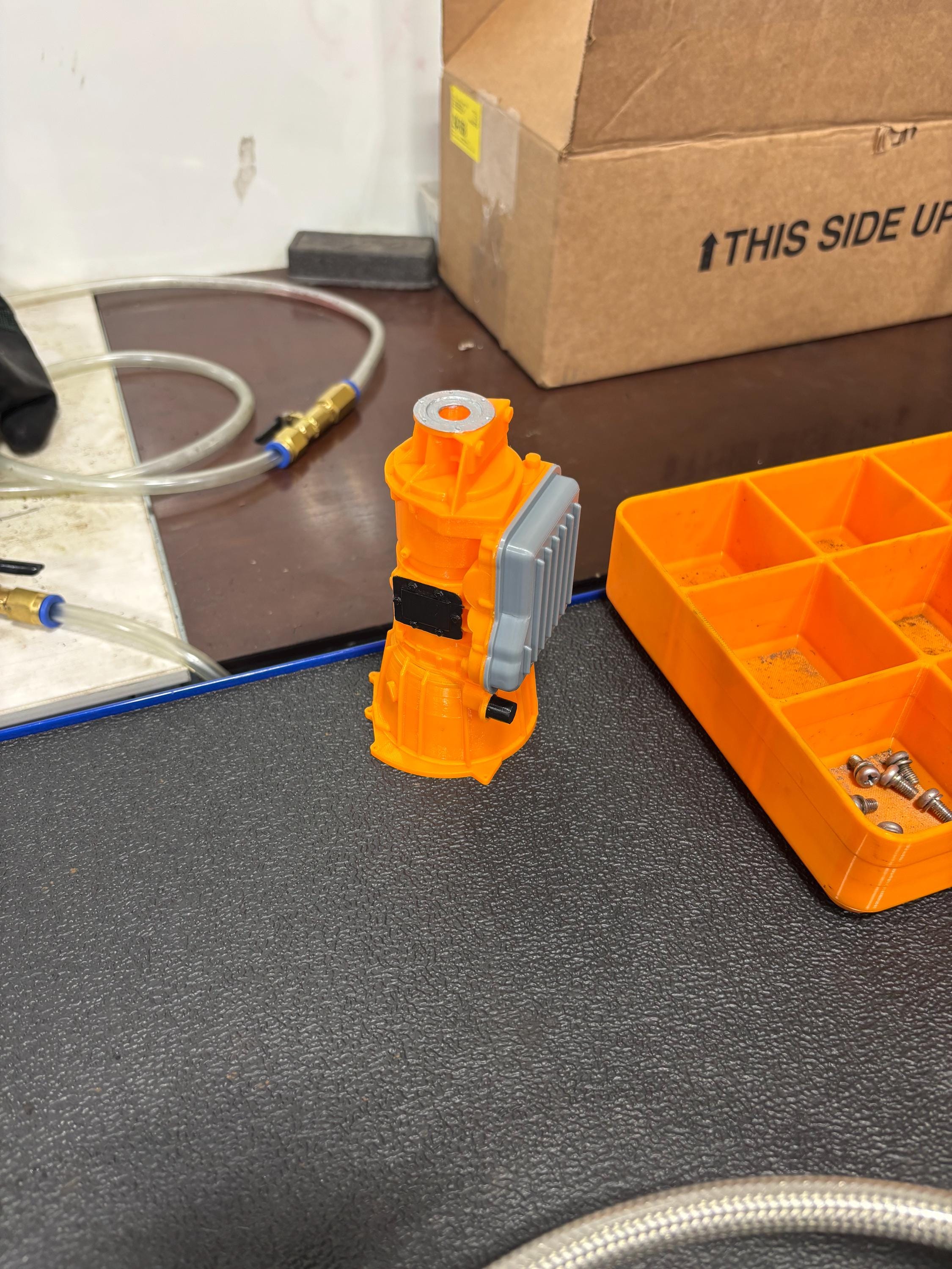 3D Printed Mini Transmission Model | Orange Gearbox Replica Desk Decor ...