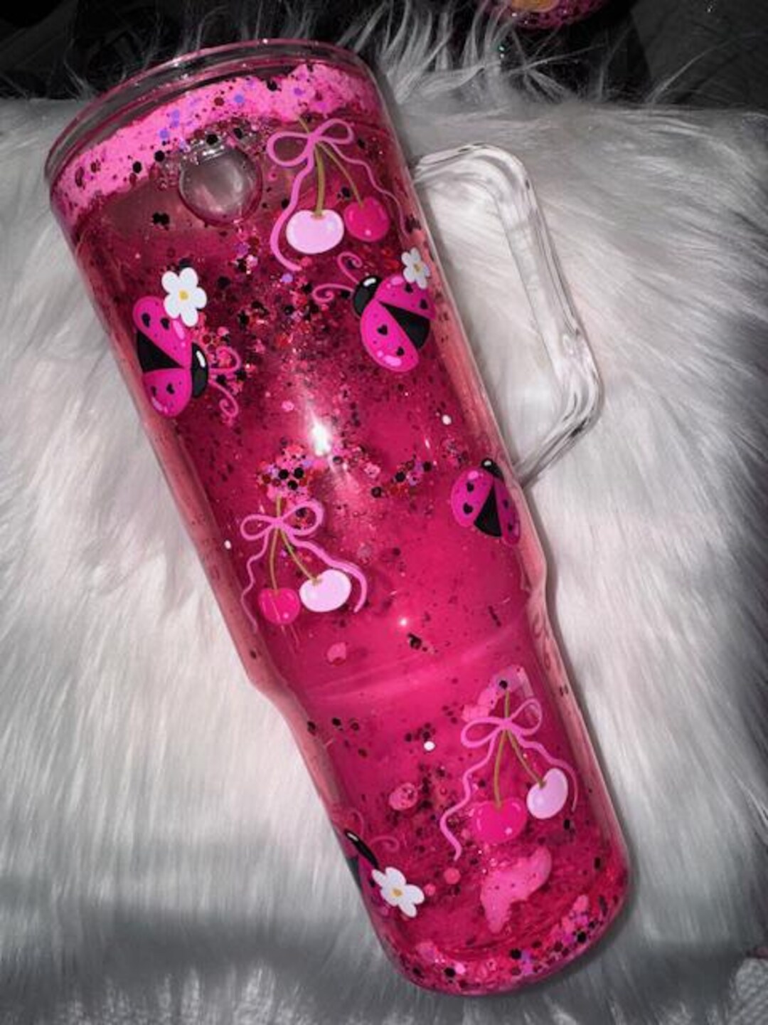 Snow Globe Glitter Tumbler - 40 Oz Acrylic - "ladybug" - Lava Slow Flow ...