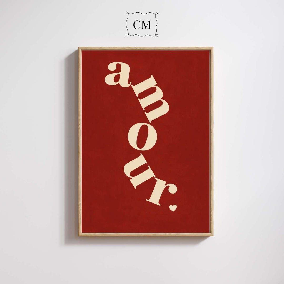 Amour Typography Print – Minimalist French Love Wall Art - Etsy
