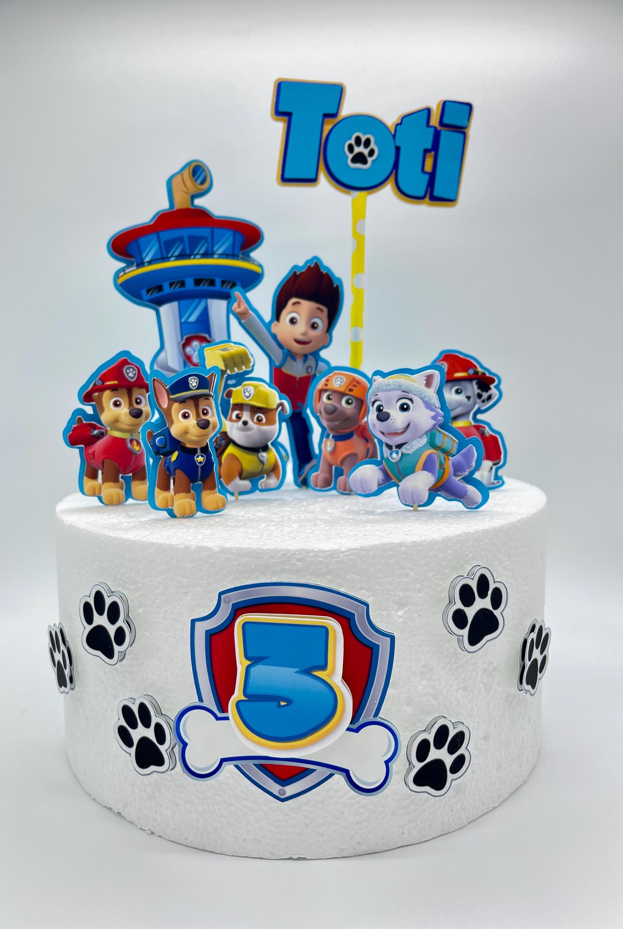 Puppy Rescue Cake Topper, Police & Fire Dog Birthday Theme, Custom Name ...