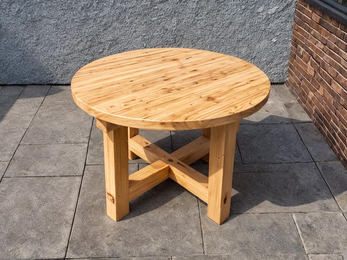 DIY Round Outdoor Dining Table Plans | Modern X-base Patio Table Build ...