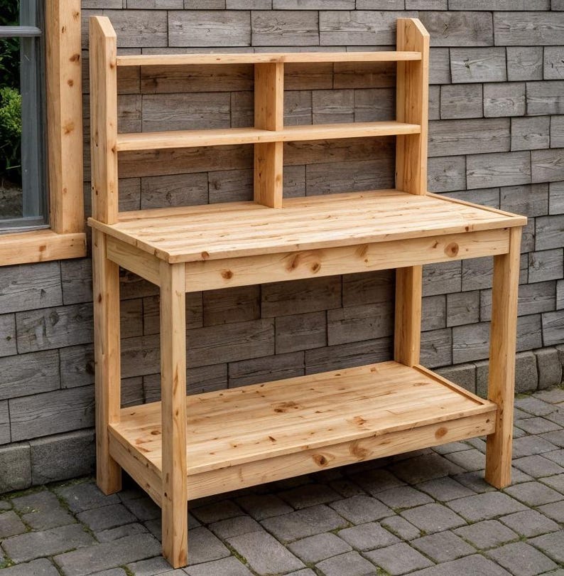 Wooden Potting Bench Build Plan: DIY Garden Table,woodworking Plans ...