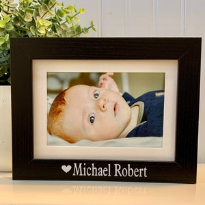 Personalized Baby Photo Frame, Newborn Gift, Custom Name, Holds 4x6 or ...
