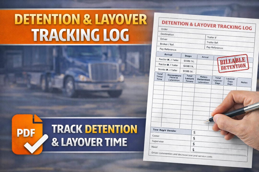 Detention & Layover Tracking Log | Trucking Detention Log | Accessorial ...