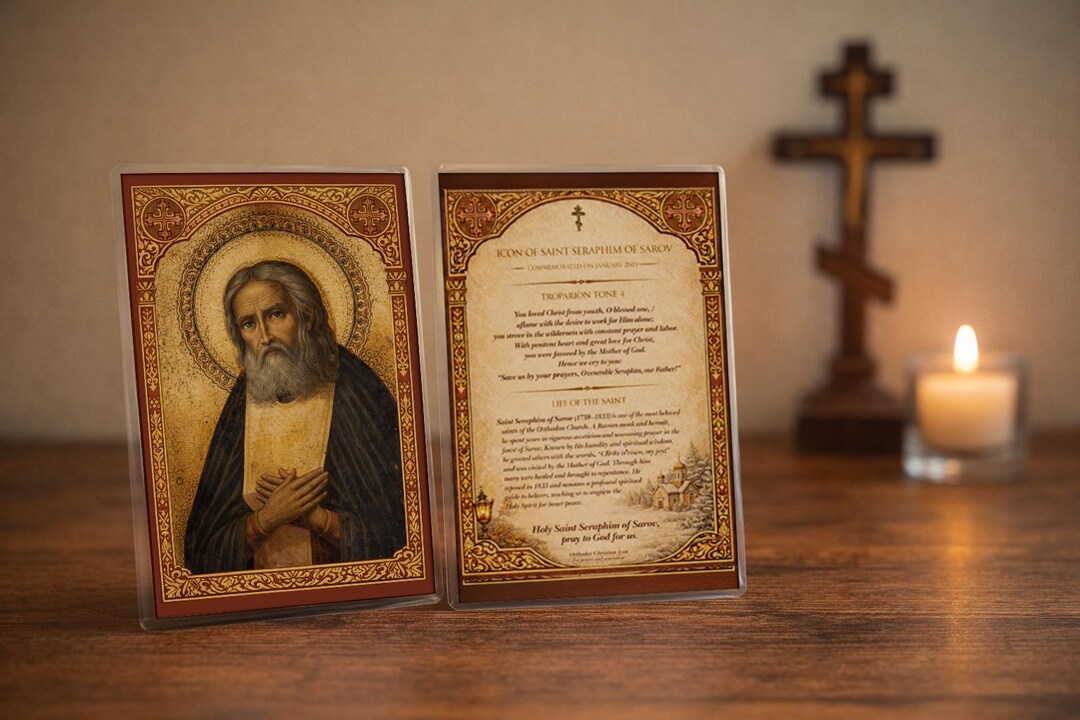 St. Seraphim of Sarov – Orthodox Icon Prayer Card (4×6 Laminated) - Etsy