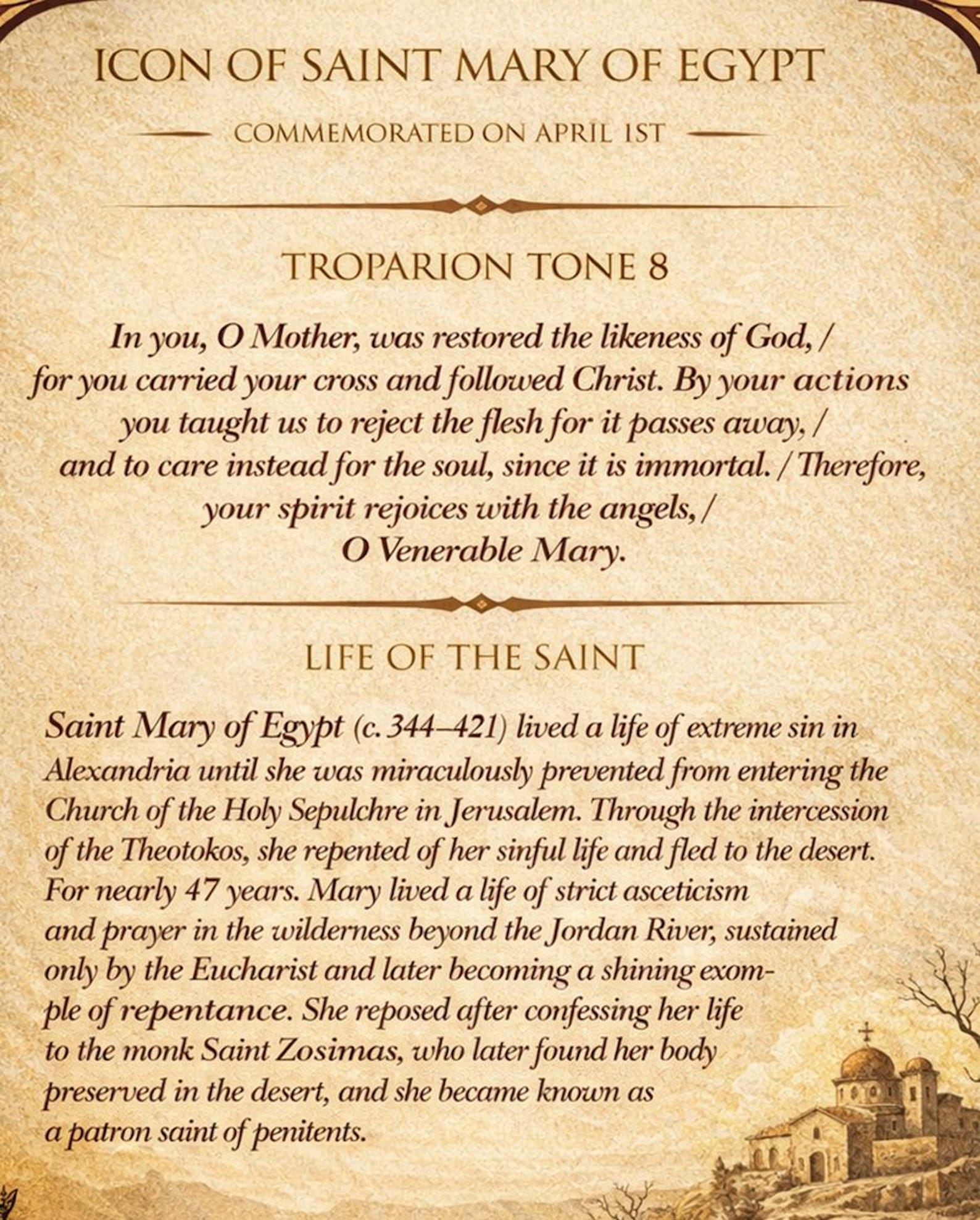 Saint Mary of Egypt Orthodox Prayer Card – Lenten Icon, Repentance ...