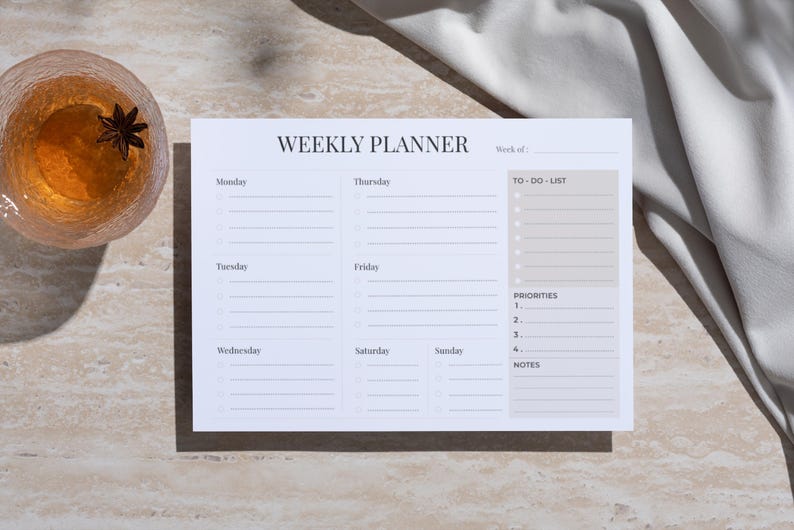 Minimal Weekly Planner Printable | Digital & Printable PDF | A4 A5 US ...