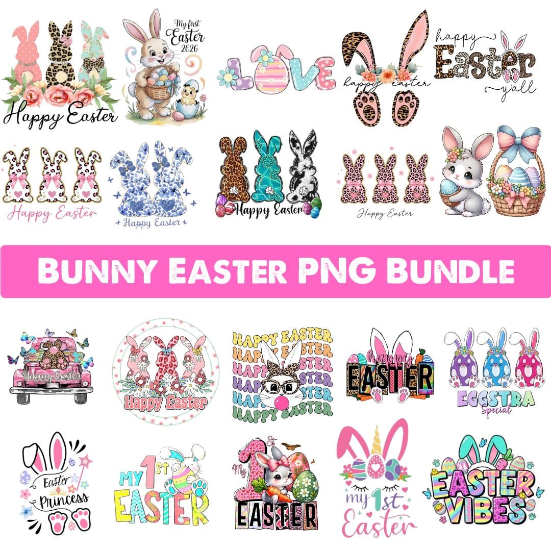 Bunny Easter PNG Bundle, Rabbit Clipart - Etsy